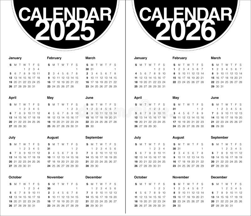 2025 2026 2027 2028 2029 2030 Year Calendar Vector Design Template ...