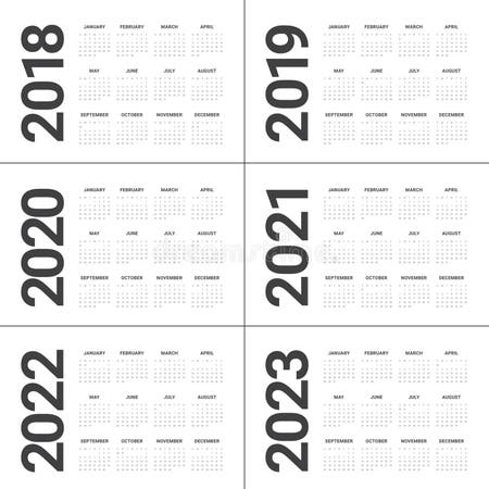 Year 2018 2019 2020 2021 2022 2023 Calendar Vector Stock Vector ...