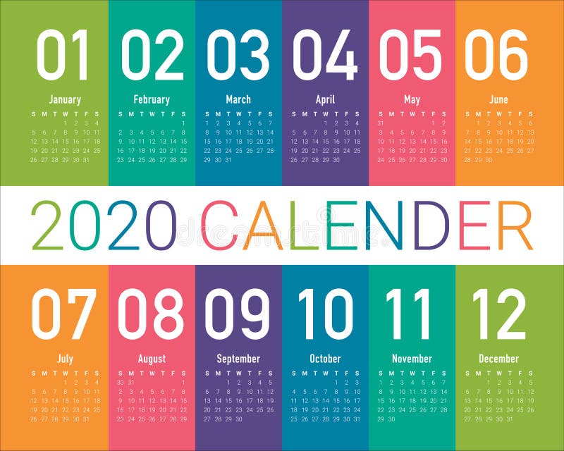 Year 2020 Calendar Vector Design Template Stock Vector - Illustration ...