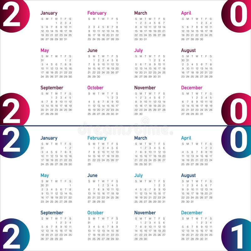 Year 2020 2021 Calendar Vector Design Template Stock Vector ...