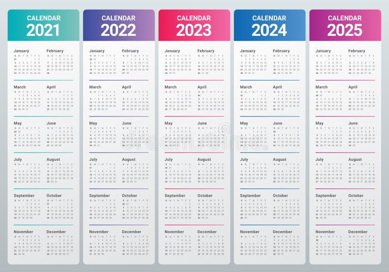 2022 2023 2024 2025 Vector Calendar Stock Illustrations – 2,934 2022 ...