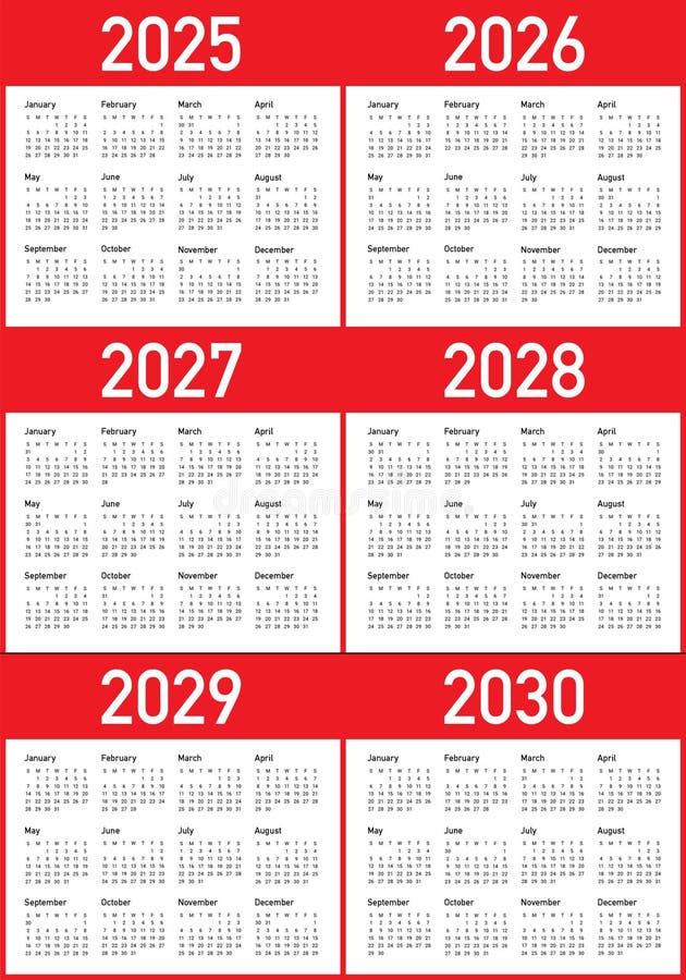 Calendar Template 2025 2030 Stock Illustrations – 1,074 Calendar ...