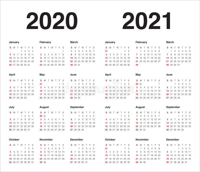Year 2020 2021 Calendar Vector Design Template Stock Vector ...