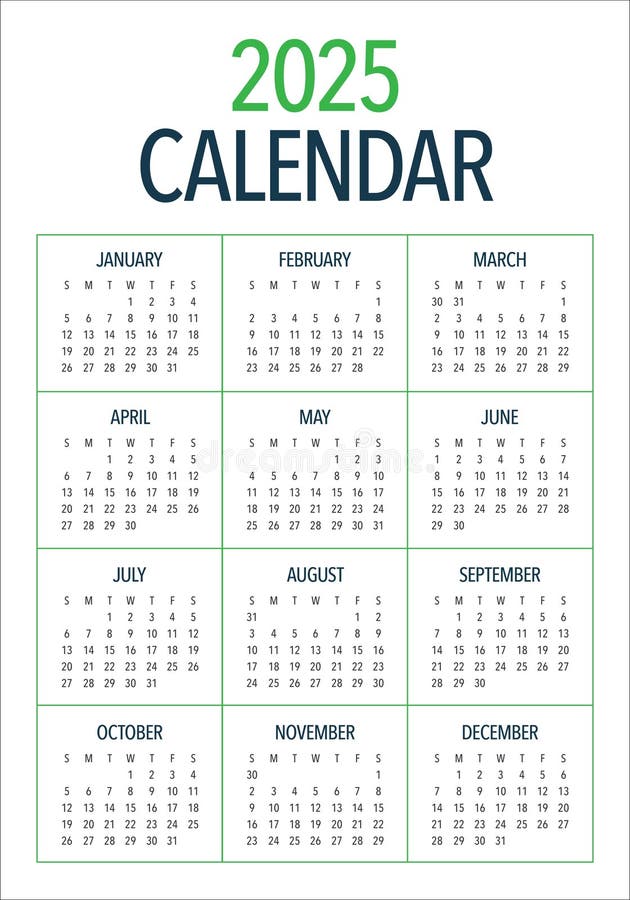 2025 Year Calendar Vector Design Template Stock Illustration ...