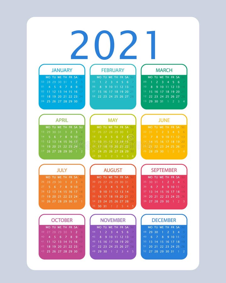 2021 Year Calendar - Vector Illustration Stock Vector - Illustration of ...