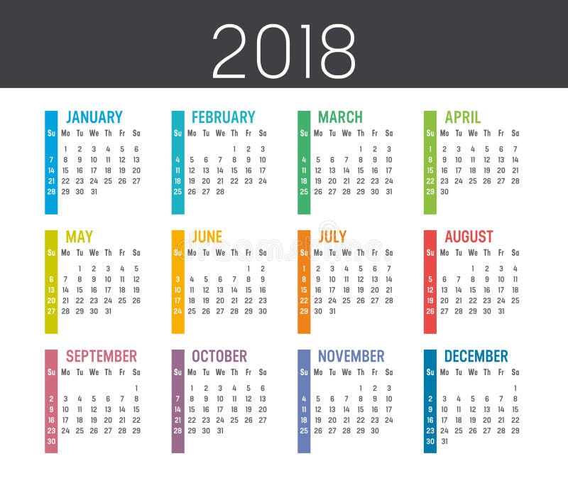 Vector Calendar Templates 2017, 2018, 2019 Stock Vector - Illustration ...