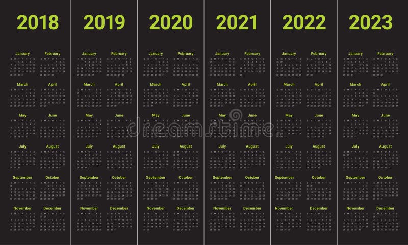 Year 2018 2019 2020 2021 2022 2023 Calendar Vector Stock Vector ...