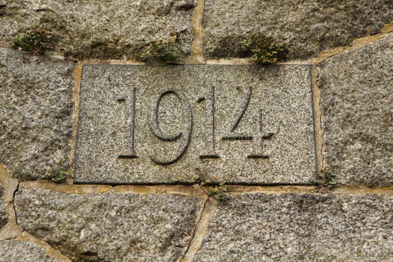 Year 1914 Carved in the Stone. Years of World War I. Stock Photo ...