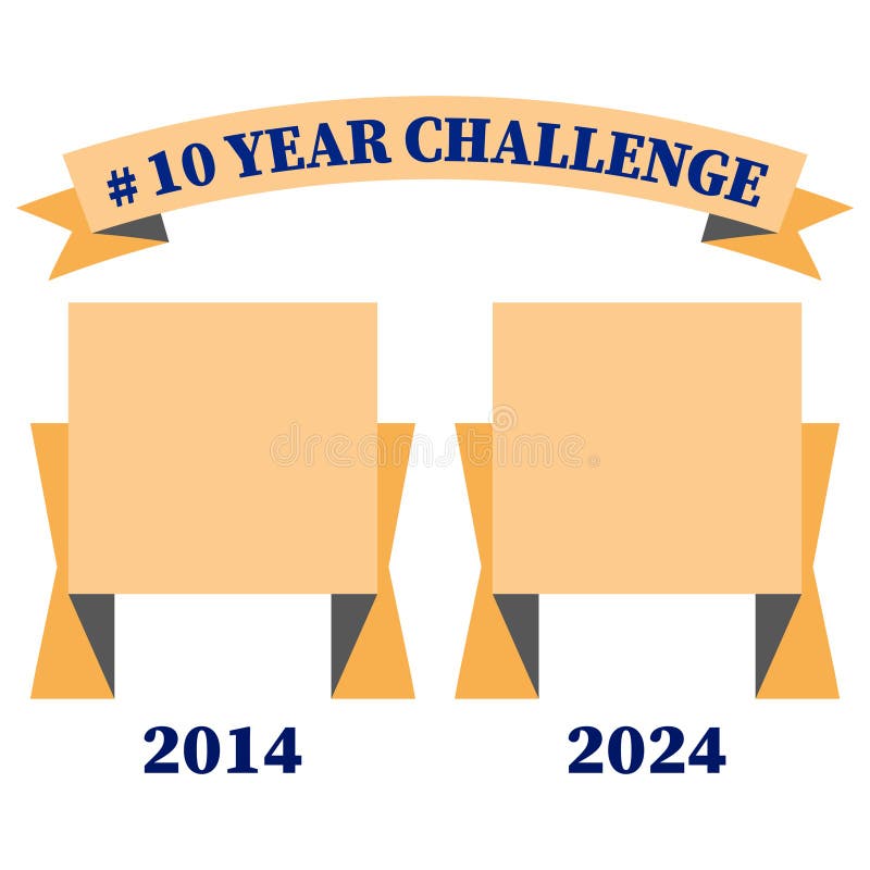 10 Year Challenge Comparison Banner. Personal Growth and Change Concept ...