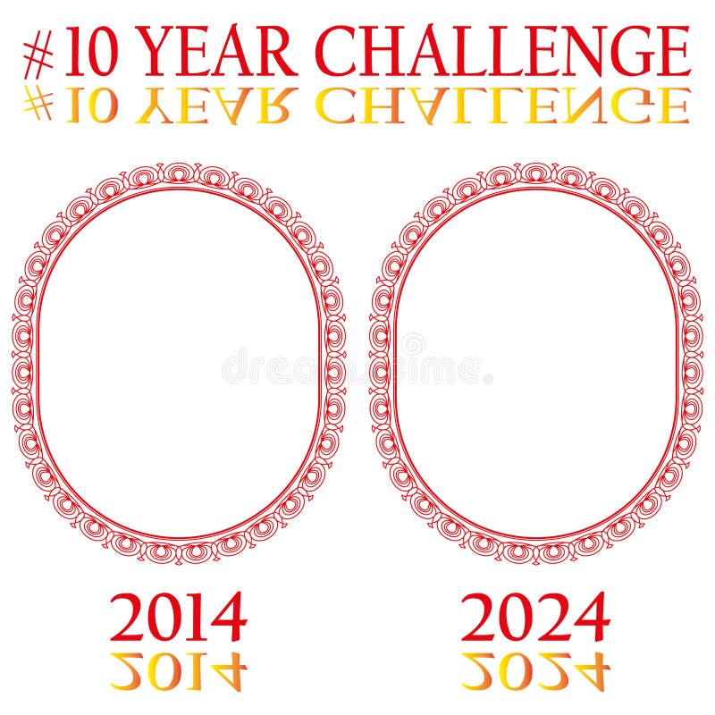 10 Year Challenge Frames. Vector before and after Comparison. Red ...