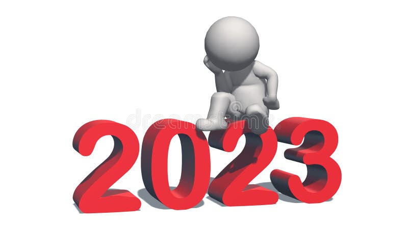 Year Change To 2023 with 3D People Isolated on White Background Stock ...
