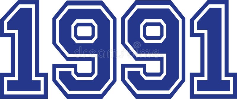 1991 Year college font stock illustration. Illustration of character ...