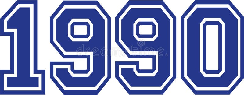 1990 Year college font stock vector. Illustration of digit - 107160413