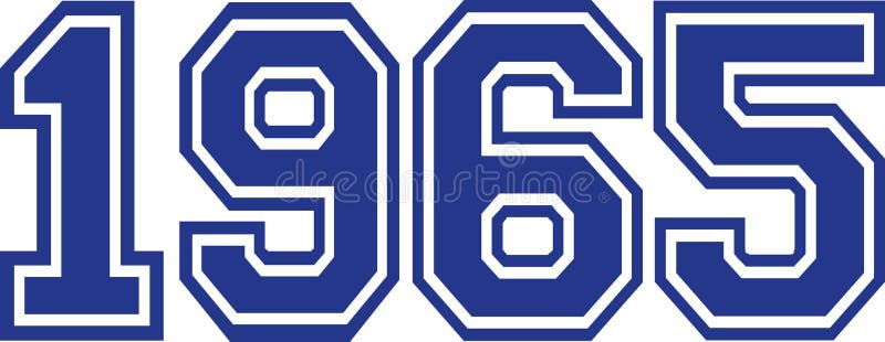 1965 Year college font stock vector. Illustration of figure - 107160265