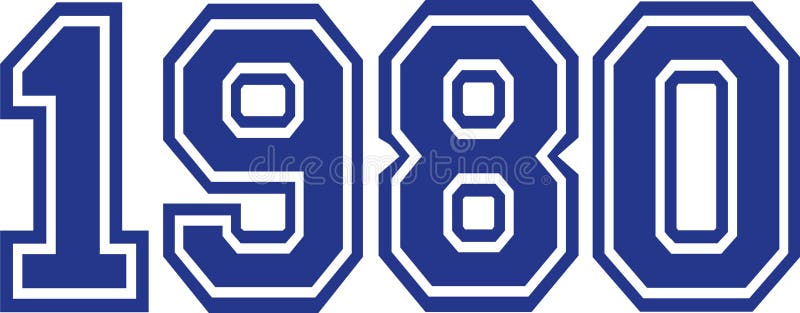1980 Year college font stock illustration. Illustration of number ...