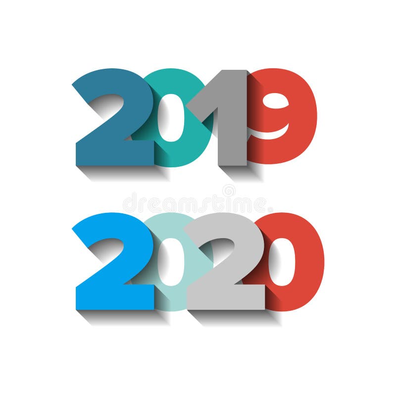 2019-20 Year Color Vector Sign Set with Shadows Stock Vector ...