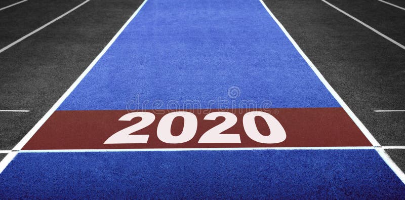 2020 Year Concept. Start Line for Ready To Moving Forward Stock Photo ...