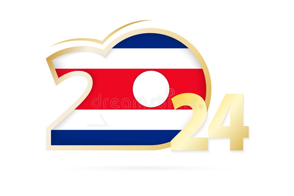 Year 2024 with Costa Rica Flag Pattern Stock Vector - Illustration of ...