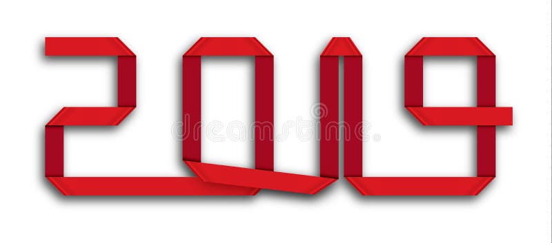 Year 2019 Created with a Single Whole Ribbon Stock Vector ...