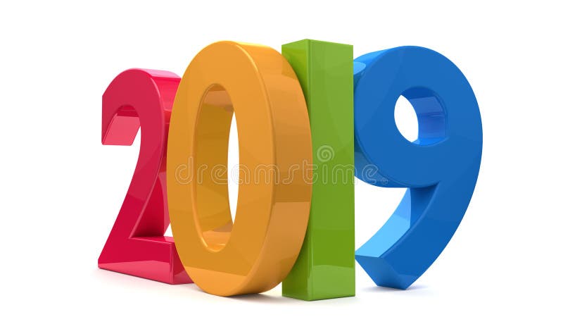 Year 2019 3d Rendering Bold Letters Stock Illustration - Illustration ...