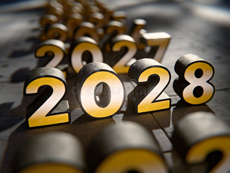 Year 2028 in 3d in Spotlight Stock Illustration - Illustration of ...