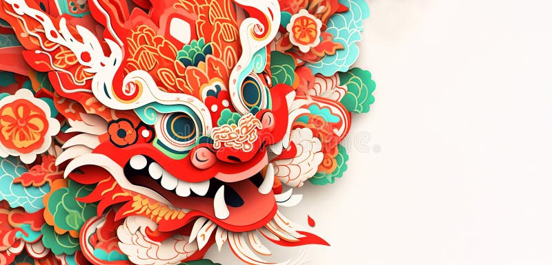 Year of the Dragon Chinese Celebration. Paper Cut Out Chinese Dragon ...