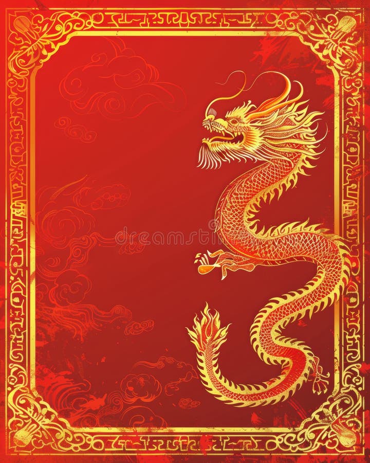 Year of the Dragon Chinese Frame Stock Photo - Image of mythology ...