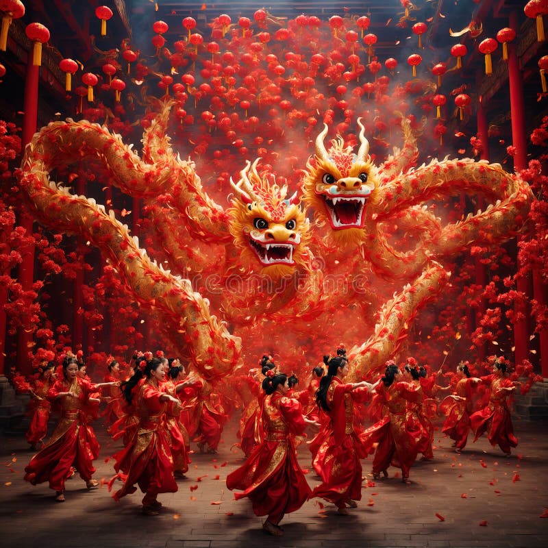 Year of the Dragon, Chinese New Year Concept, Generated by AI Stock ...