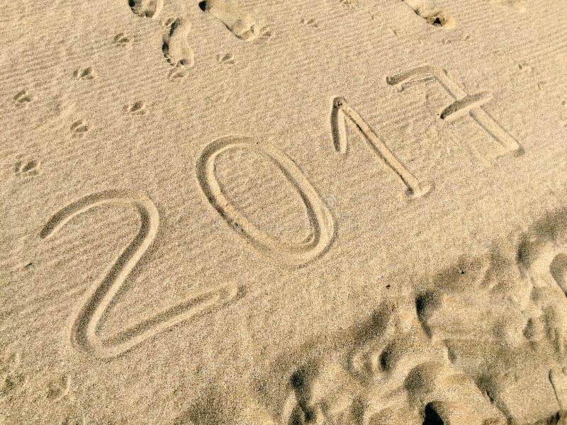 Year 2017 Drawn in the Sand Stock Photo - Image of drawing, nature ...