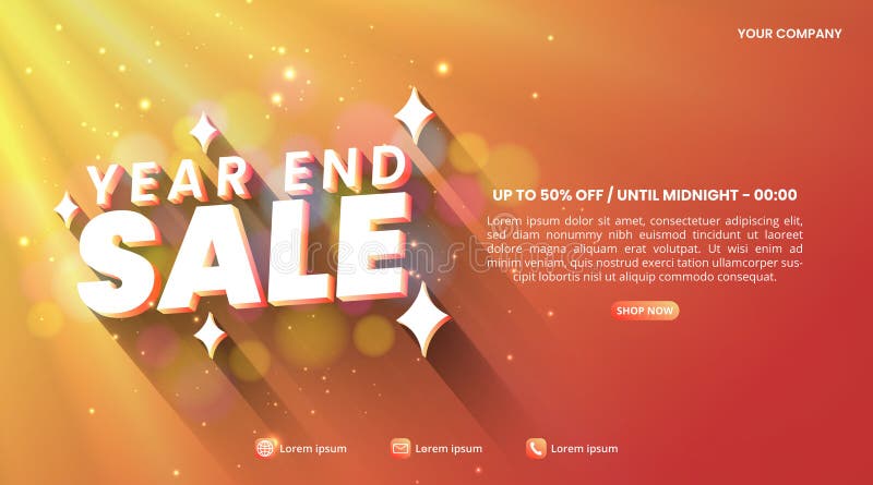 Year End Sale or End of Year Sale Banner with Bright Light and Sparkles ...