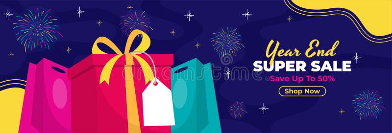 Year End Sale Banner Template Vector Illustration Flat Design Stock ...