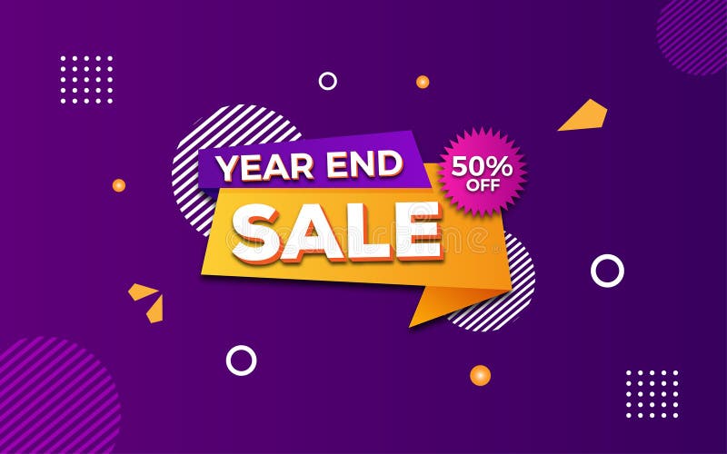 Year End Sale Poster, Sale Banner Design Template with 3d Text Effect ...