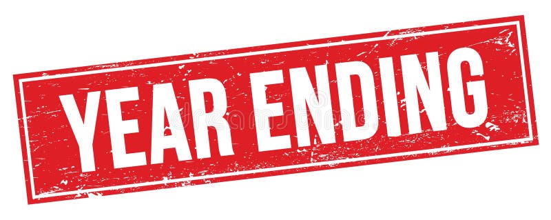 YEAR ENDING Text on Red Grungy Rectangle Stamp Stock Illustration ...