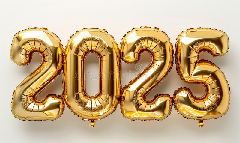 2025 Year in the Form of Golden Balloons Stock Photo - Image of aglow ...