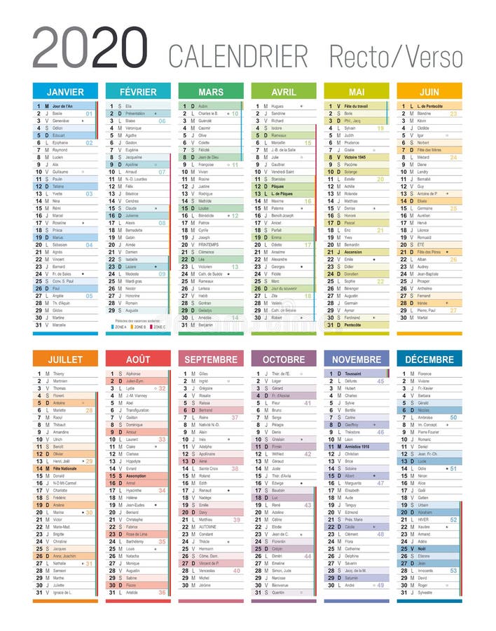 Year 2020 French calendar stock vector. Illustration of business ...