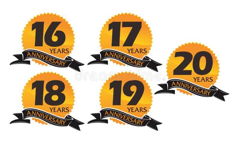 Year Gift Box Ribbon Anniversary Set Stock Vector - Illustration of ...