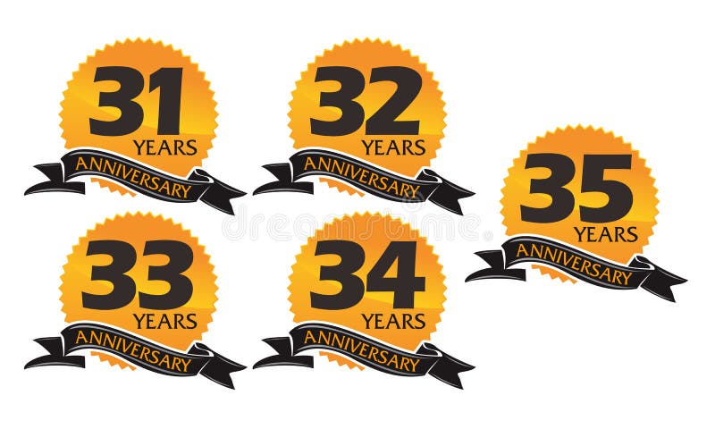 Year Gift Box Ribbon Anniversary Set Stock Vector - Illustration of ...