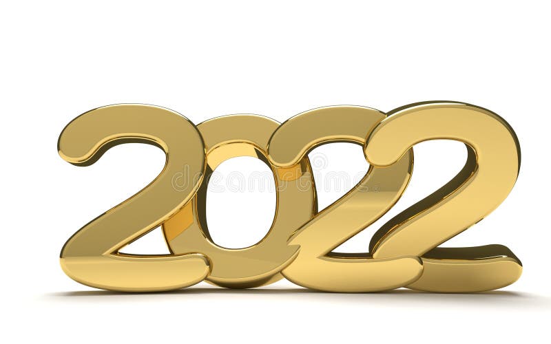 2022 Golden Symbol Bold Letters Isolated on White 3d-illustration Stock ...