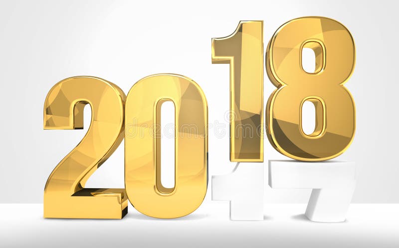 2018 Year Golden 3d Render Symbol Stock Illustration - Illustration of ...