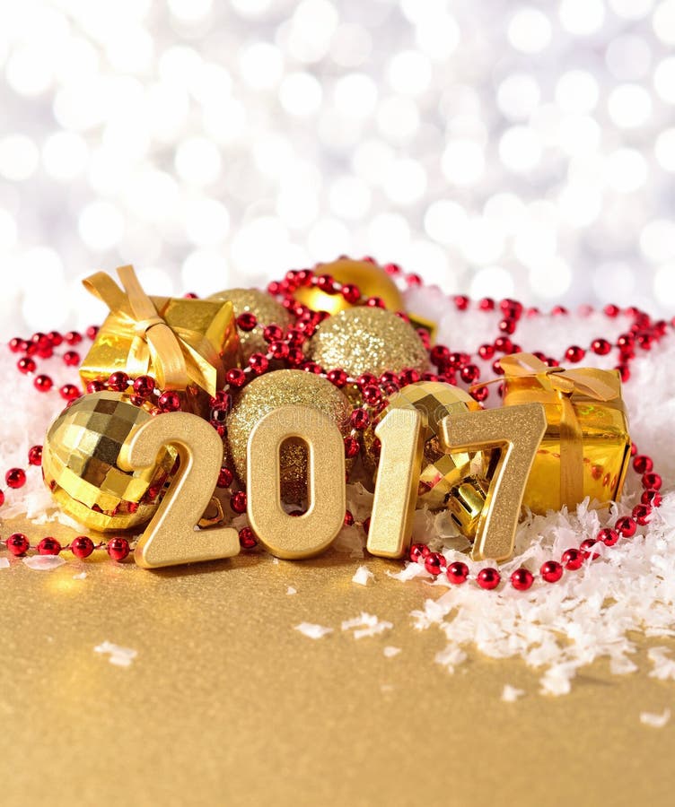 2017 Year Golden Figures on the Background of Christmas Decorations ...