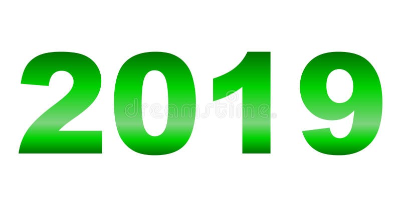 Year 2019 - Green Gradient Reflection, Isolated Numbers - Vector Stock ...