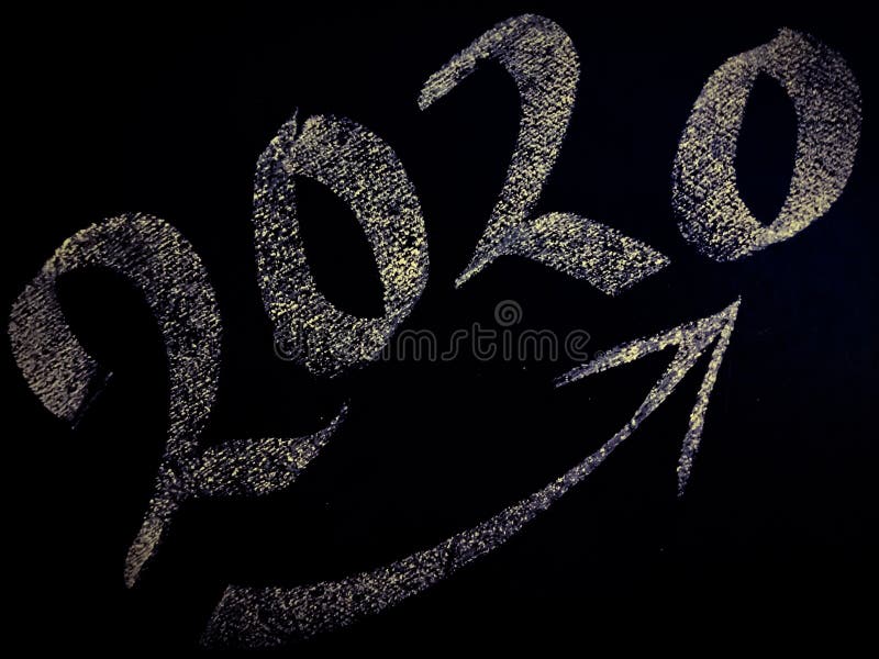 Year 2020 Growing Up Graph Arrow Pattern on Chalkboard Concept Stock ...