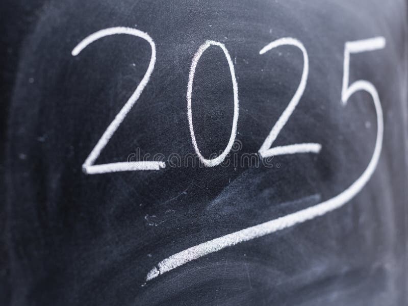 Year 2025 Handwritten on a Blackboard with Chalk Stock Photo - Image of ...