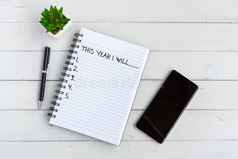 This Year I Will Text on Note Pad Stock Image - Image of concept ...