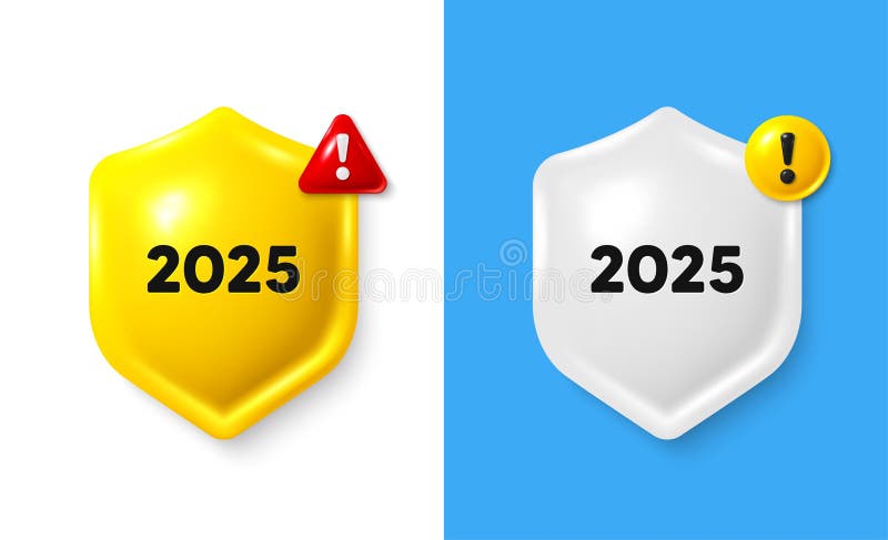 2025 Year Icon. Event Schedule Annual Date. Shield 3d Banner with Text ...