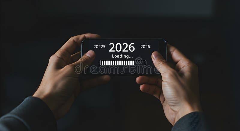 Year Loading Concept on Smartphone Screen in Hands for New Year ...