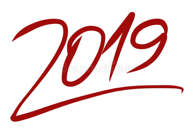 Year 2019 Logo Handwritten with a Dynamic Red Font Stock Illustration ...