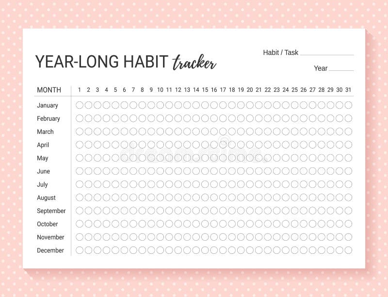 Habit Tracker Template. Habit Diary Layout for Month. Vector ...