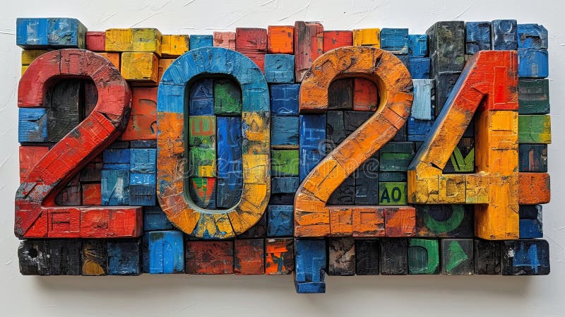 Year 2024 made in pieces. stock illustration. Illustration of vintage ...