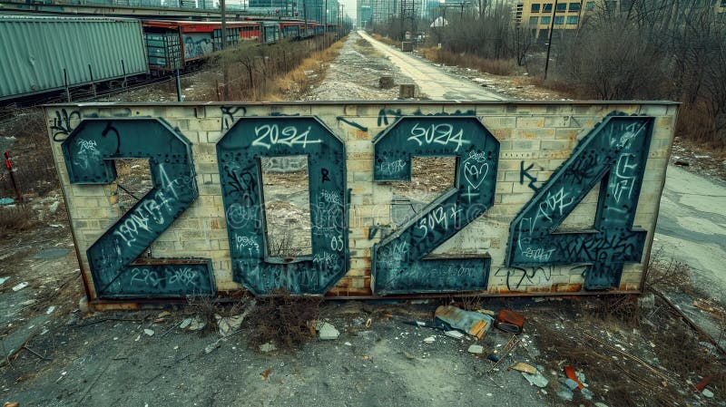 Year 2024 made in pieces. stock illustration. Illustration of detailed ...